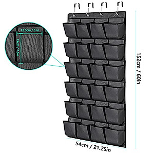 Katkuca Over the Door Shoe Organizer - Hanging Storage Shoe Rack with 24 Oversized Fabric Pockets, 10 protection Covers and 4 Metal Hooks for Men's Sneakers, Women's Heels, Kids, Slippers