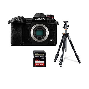 Panasonic Lumix G9 4K Mirrorless Digital Camera Body (Black), 20.3MP, Bundle with Vanguard Alta Pro 264AB 100 Aluminum Tripod with SBH-100 Ball Head, 32GB SD Card, LCD Protector, Cleaning Kit, Cloth