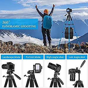 Tripod Camera Tripods, 74" Tripod for Camera Cell Phone Video Photography, Heavy Duty Tall Camera Stand Tripod, Professional Travel DSLR Tripods Compatible with Canon Nikon iPhone, Max Load 15 LB