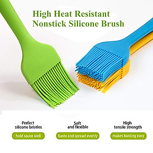 Basting Brush + Large Spatula Silicone Pastry Baking BBQ Sauce Marinade Meat Glazing Oil Brush Heat Resistant , Kitchen Cooking Baste Pastries Cakes Desserts, Dishwasher safe 4 Pack (Brush + Spatula)