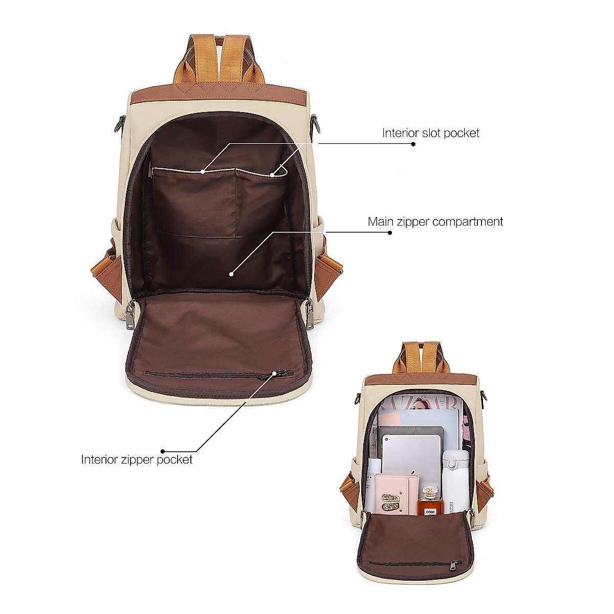 Telena Travel Toiletry Bag for Women and Backpack Purse