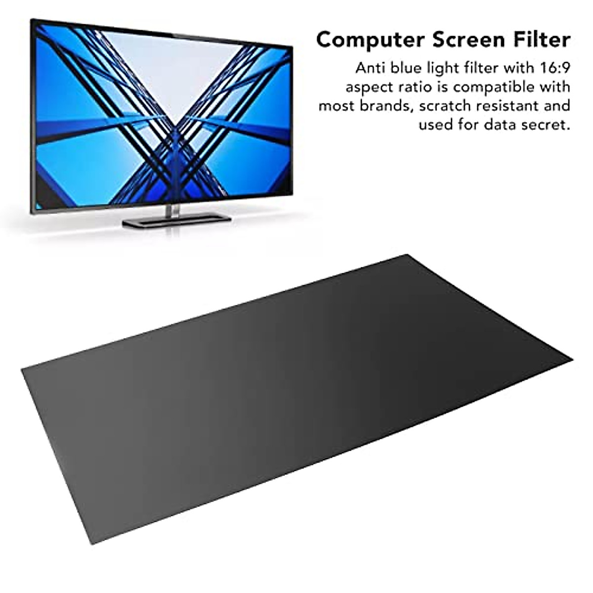 DAUERHAFT 21.5in Computer Screen Filter, Removable 16:9 Aspect Ratio Widescreen Laptop Monitor, Eye Protection Anti Glare Blue Light Slide Mount Tabs Cover Screen Protector for Work Spaces