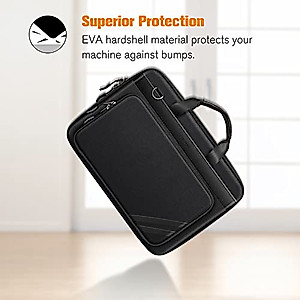 FINPAC 15.6 Inch Laptop Sleeve Case - Briefcase Shoulder Bag with Tablet Pocket and Accessory Pouch for MacBook Air 15, MacBook Pro 15 16 and Up to 15.6" Samsung Lenovo HP Acer ASUS Dell Laptop, Black