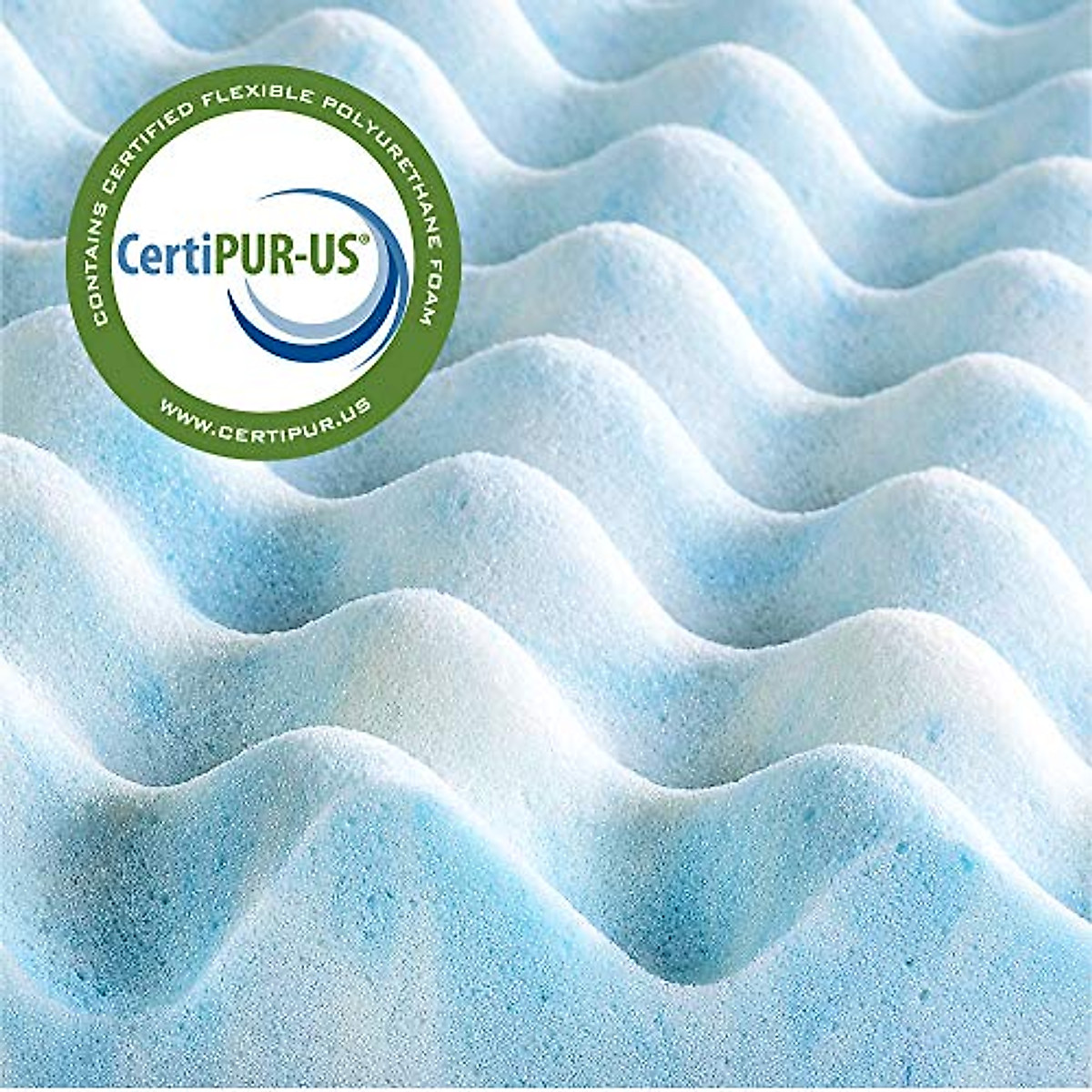 ZINUS 2 inch Swirl Gel Cooling Memory Foam Mattress Topper, Cooling Airflow Design, CertiPUR-US Certified, Light Blue, Full