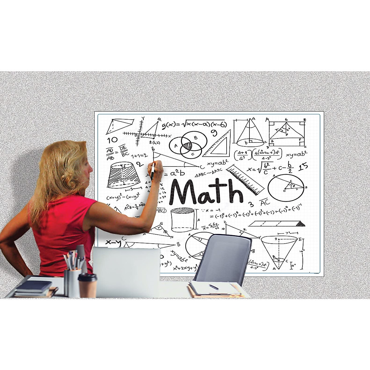 PlanetSafe's Blueline Dry-Erasable Rollable Posters - Non-Ghosting/Non-Staining - Printed 1/2" Tinted Grid - 36" X 56"