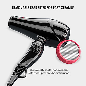 Wazor Ionic Lightweight Hair Dryer 1875W Ceramic Powerful Blow Dryer Pro AC Motor for Quick Drying, 2 Speed / 3 Heat Settings, Concentrator