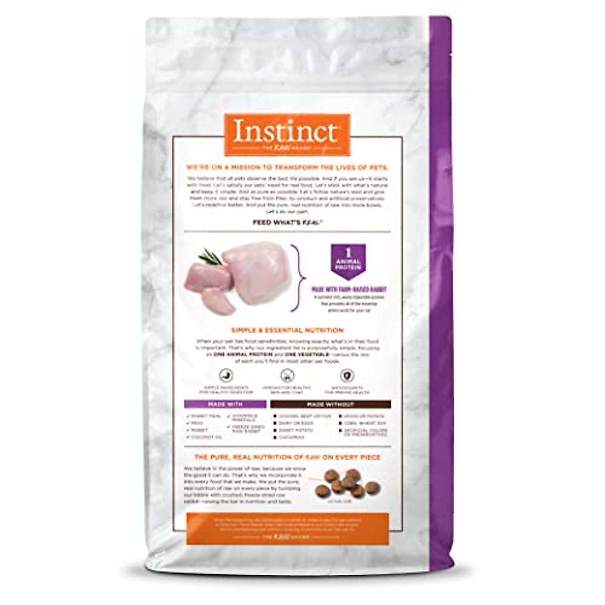 Instinct Limited Ingredient Diet Grain Free Recipe with Real Rabbit Natural Dry Cat Food, 4.5 lb. Bag