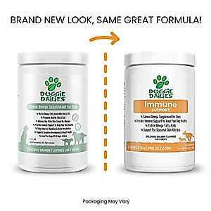 Doggie Dailies Omega 3 for Dogs, 225 Soft Chews, Salmon Oil for Dogs with Apple Cider Vinegar, Bee Pollen, Kelp, Zinc & Biotin - for Healthy Skin & Coat, Immune System & Seasonal Allergy Support