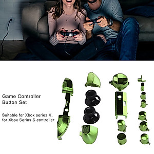 Full Game Controller Plating Button Set, Game Handle Accessories Compatible Beautiful Appearance for Series X(Electroplating Green)