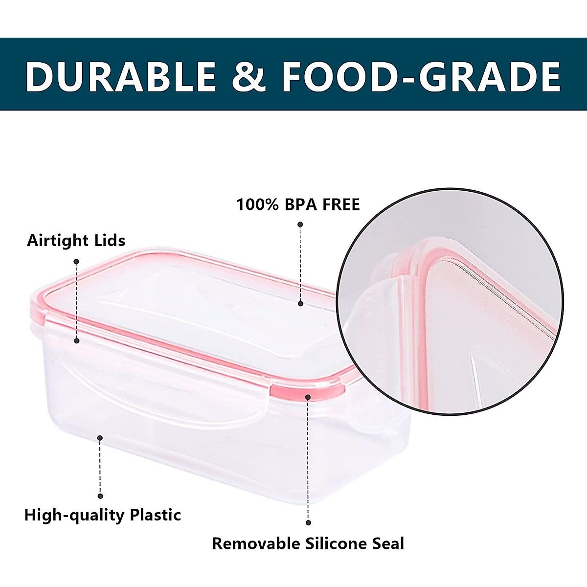 Food Storage Containers with Lids Airtight 14 PCS, Plastic Food Containers for Pantry & Kitchen Organization, BPA Free, Leak Proof, Freezer & Microwave & Dishwasher Safe