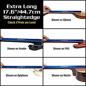 MusicNomad Tri-Beam 3 'n 1 Dual Notched Precision Straightedge for Acoustic and Electric Guitars Including Fender, Gibson, PRS (MN821)