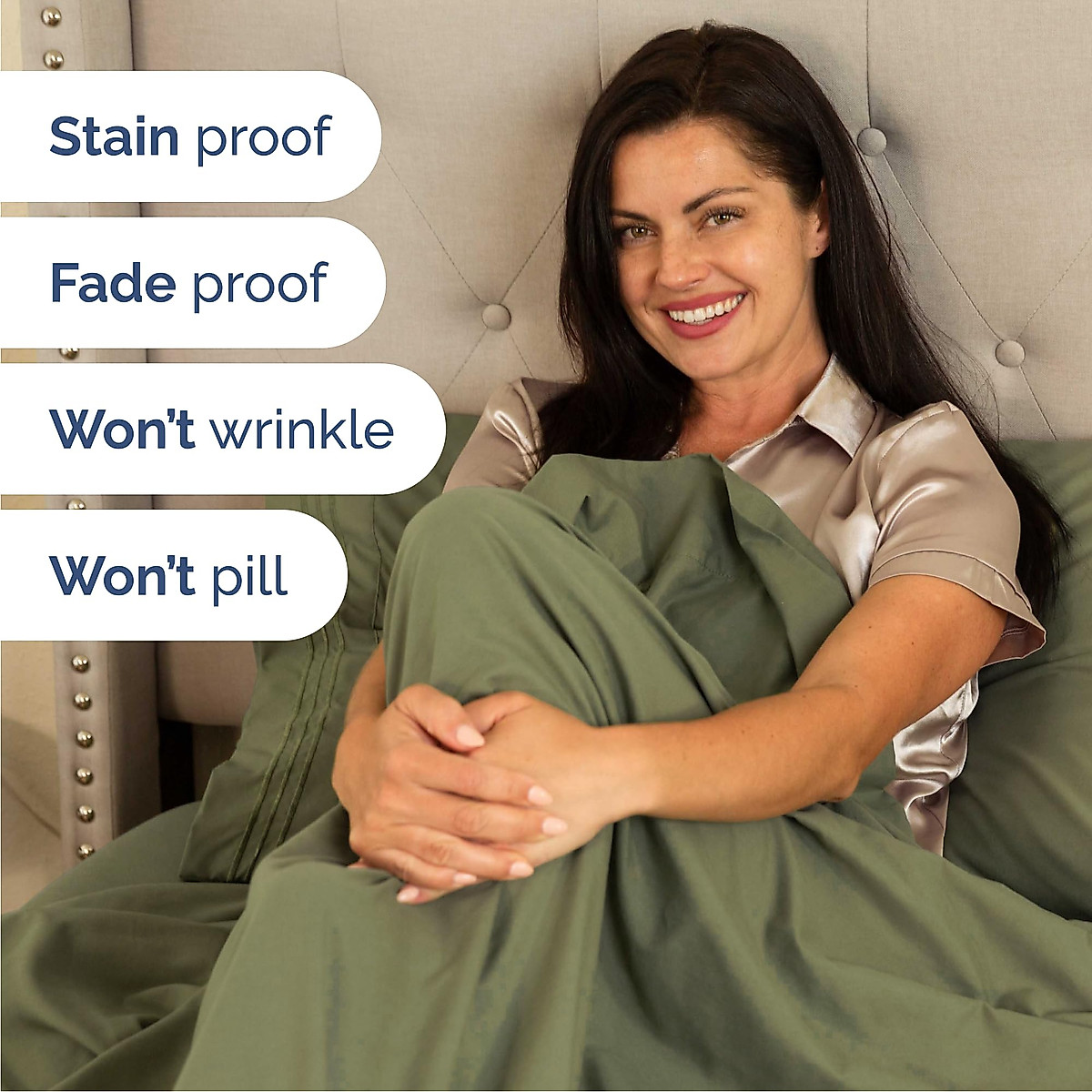 Queen Size 4 Piece Sheet Set - Comfy Breathable & Cooling Bed Sheets Set - Hotel Luxury Bedding for Women, Men, Kids & Teens - Deep Pockets, Easy-Fit, Super Soft & Wrinkle Free - Oeko-Tex - Sage Green