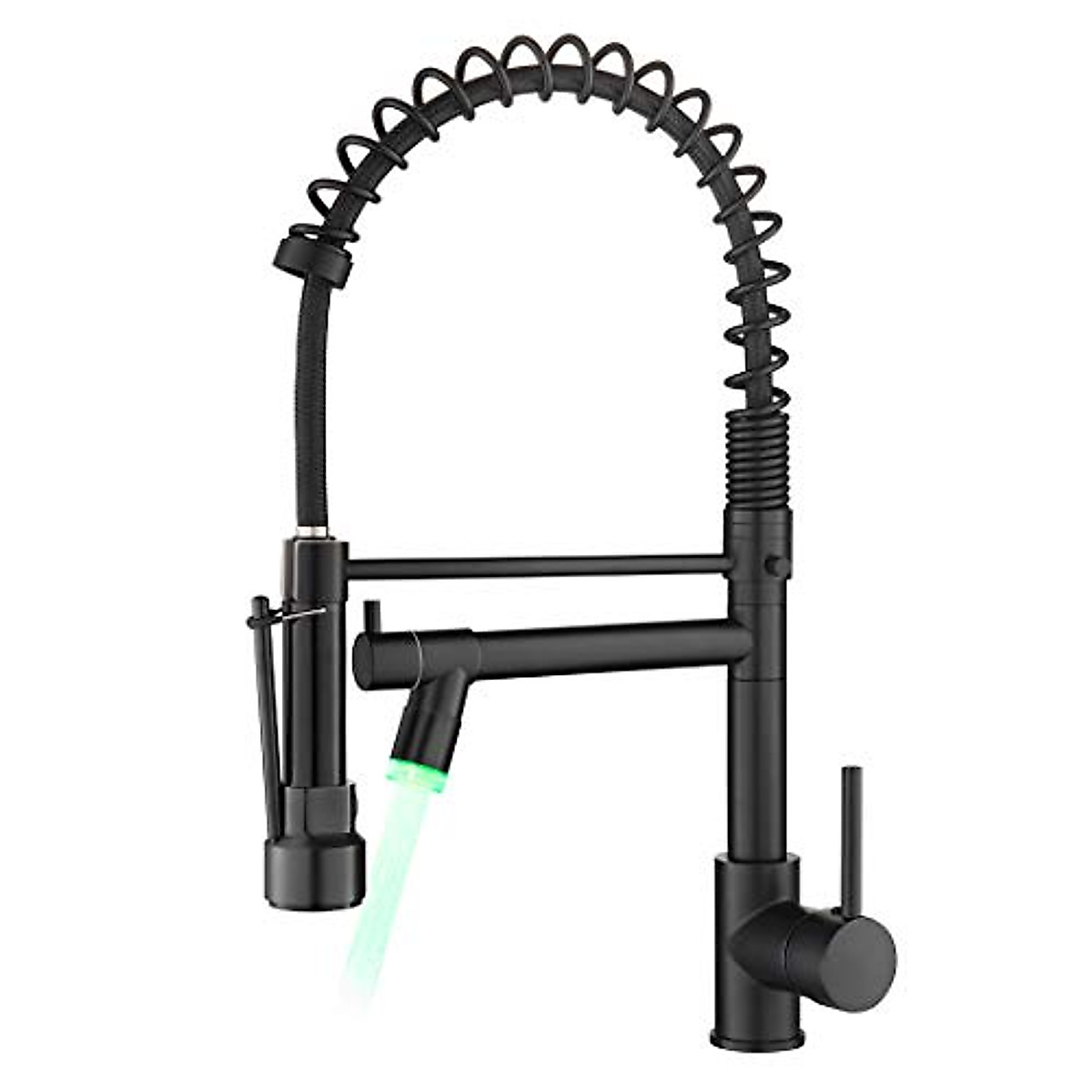 AIMADI Kitchen Faucet,Black Kitchen Faucet,Commercial Kitchen Faucet with Sprayer Single Handle Single Hole Spring Kitchen Sink Faucet,Matte Black