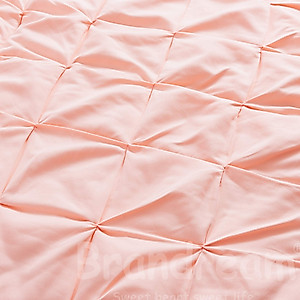 Brandream Girls Crib Bedding Pink Nursery Bedding Princess Pintuck 3 Piece Baby Comforter Set, Jade Pink