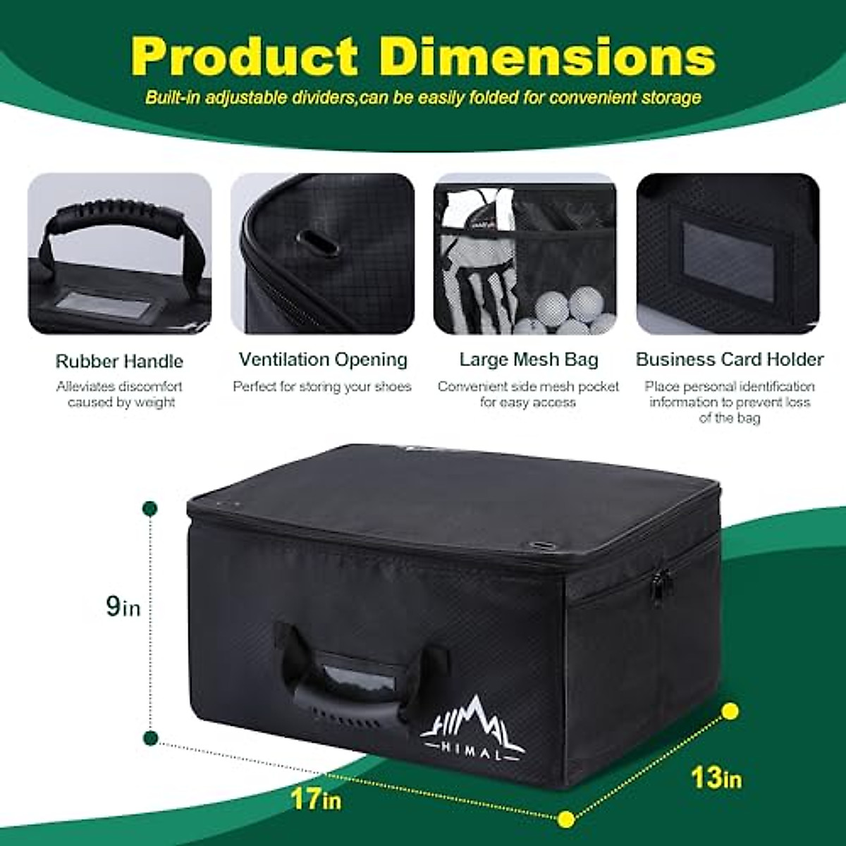 HIMAL HIMAL Golf Trunk Organizer -Collapsible & Foldable Golf Travel Storage，Waterproof Car Golf Bag with Independent Ventilation Compartment for 1 Pair Shoes