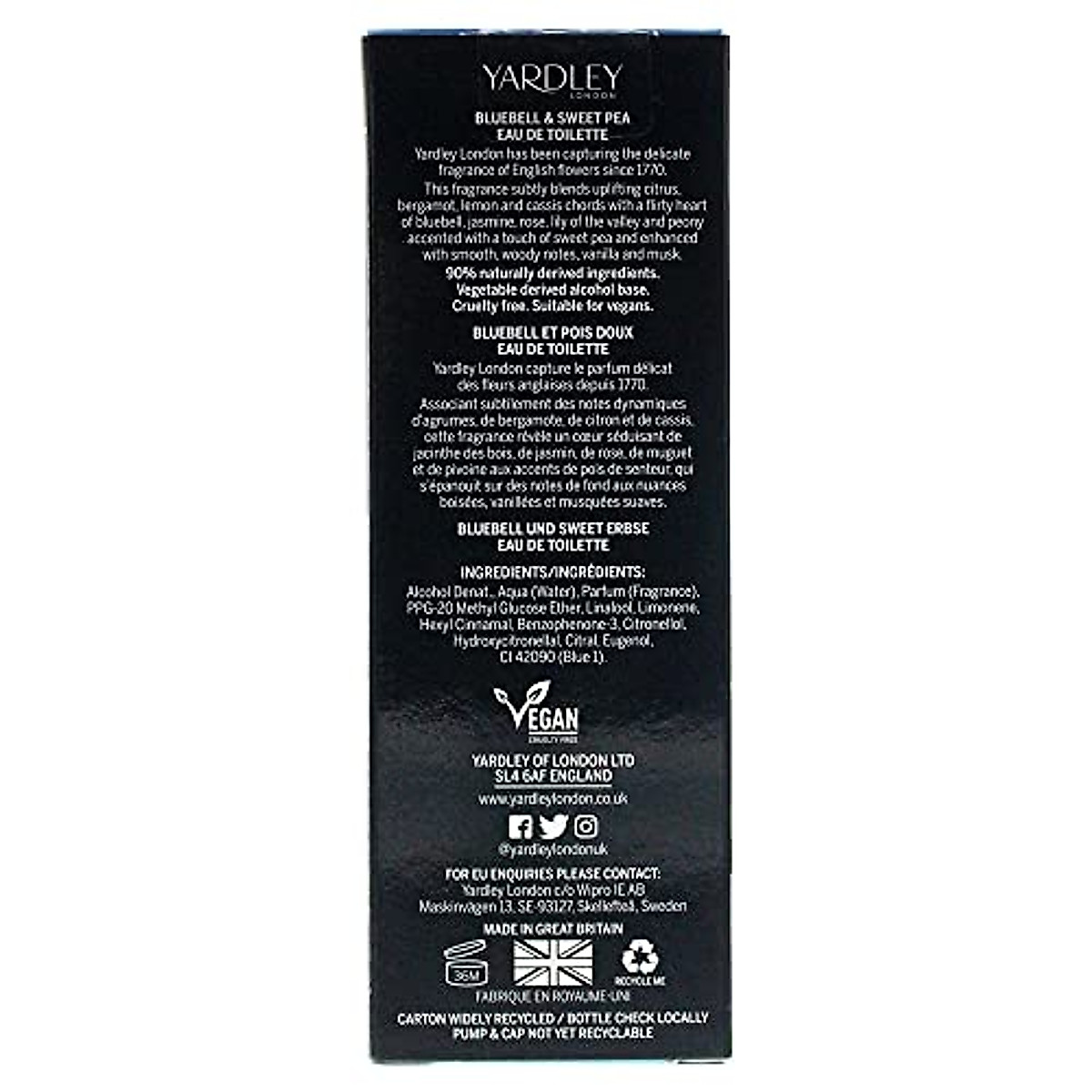 Yardley London Bluebell & Sweet pea EDT 50ml