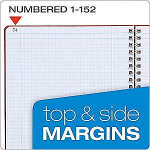 Tops TOP35061 Computation Book, 11.75 x 9.5 Inches, Double Wire, 152 Numbered Pages, Quadrille Ruled, 76 Sheets, Buff, (35061)