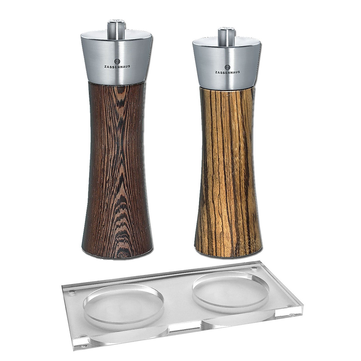 Stand / Tray for Pepper- & Salt Mill Set, Acrylic Glass (without Mills!)