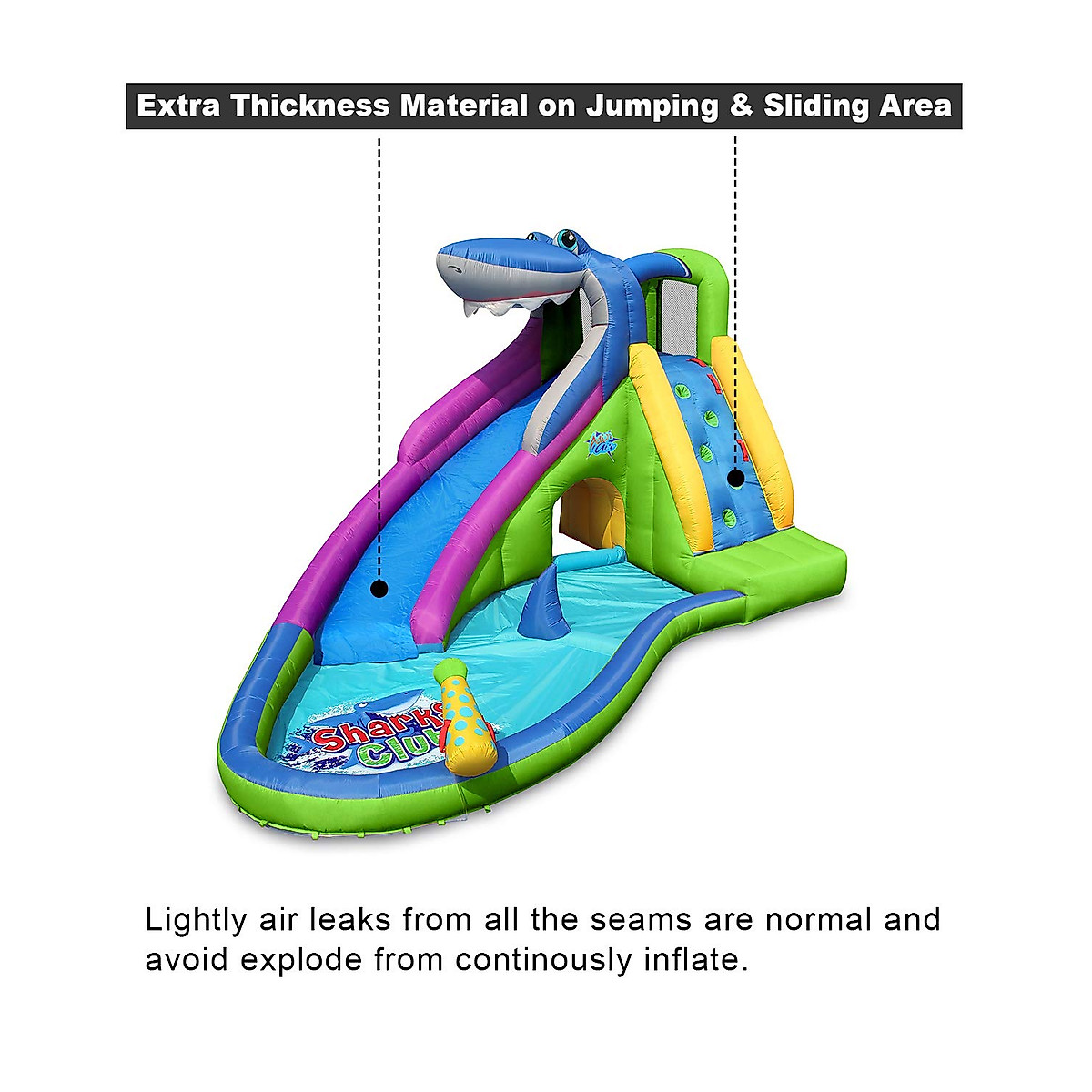 ACTION AIR Inflatable Water Slide, Shark Bounce House with Slide for Wet and Dry, Playground Sets for Kids Backyard, Water Spray & Water Pool, Durable Sewn with Extra Thick Material