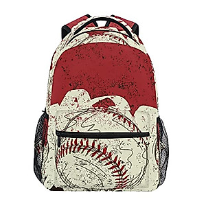 SUABO Laptop Backpack, Retro Baseballs Computer Bag Book Bag Travel Hiking Camping Daypack