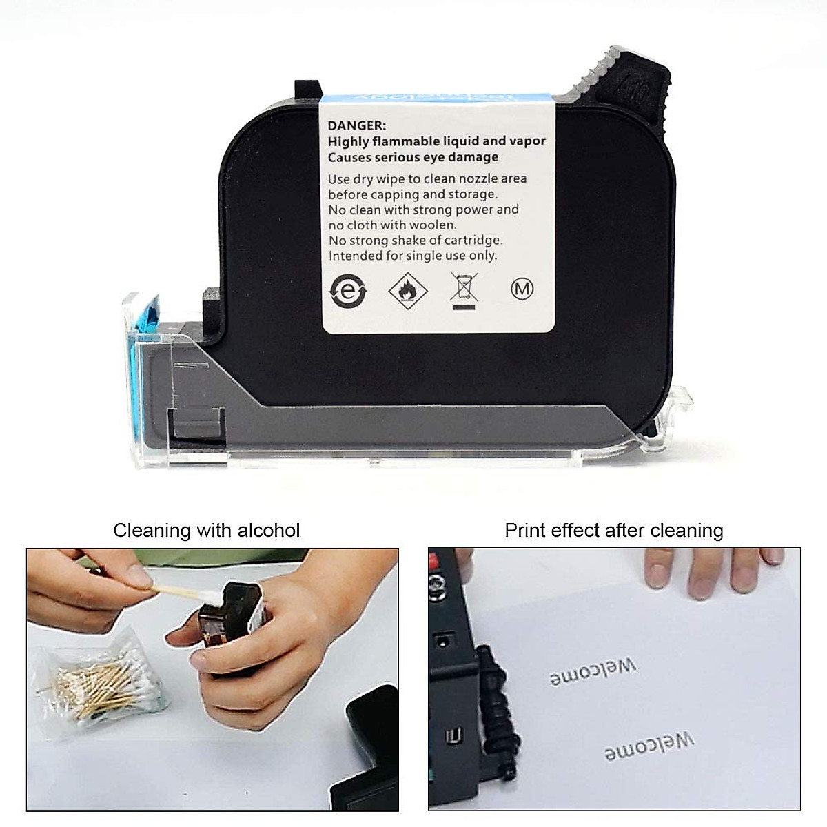 TOAUTO Original Portable Ink Cartridge Quick-Dry Replacement 42ml Ink Cartridge for Handheld Inkjet Printer Coding Machine（Black）