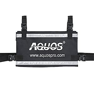 AQUOS Heavy-Duty for One 10.2 plus ft Inflatable Pontoon Boat with Stainless Steel Guard and Folding Seat and Haswing 12V 65LBS Transom Trolling Motor for One Person Fishing