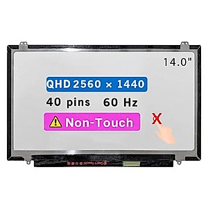 14.0" Screen Replacement for Lenovo Thinkpad X1 Carbon 20BS00B3HH LCD Display Panel 40 pin (QHD 2560×1440 Non-Touch)