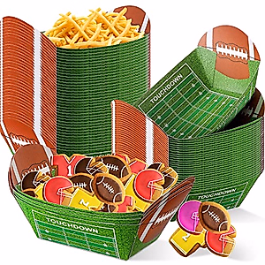 Crtiin 200 Pieces Football Paper Bowl Football Snack Bowls Football Party Supplies Food Trays Nacho Trays Disposable Serving Trays for Football Tailgate Party Decorations (Football)