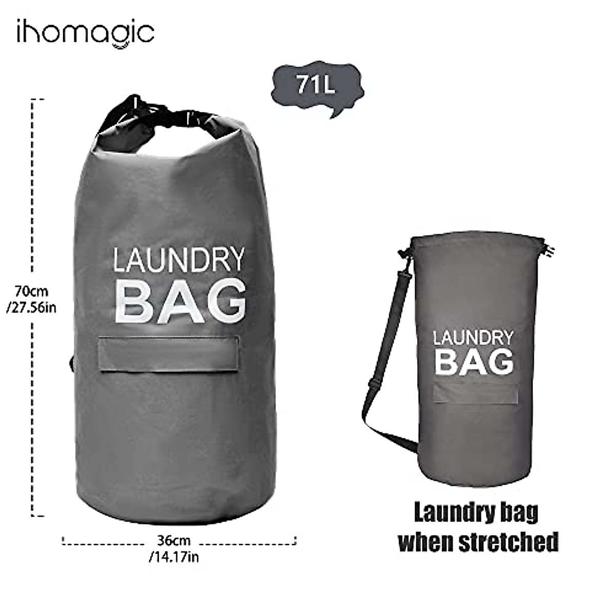 IHOMAGIC Laundry Baskets, Large Collapsible Clothes Basket,Door Laundry Hamper Bag Hanging,Tall Hamper Bag for Storage Bin,Home Organizer,Nursery Storage,Clothes Hamper Dark Grey