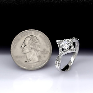 Uloveido Women's Square Hollow Swirl Infinity Rings with Round Cubic Zirconia April Birthstone Wedding Anniversary Ring Gifts (Size 6) WX023