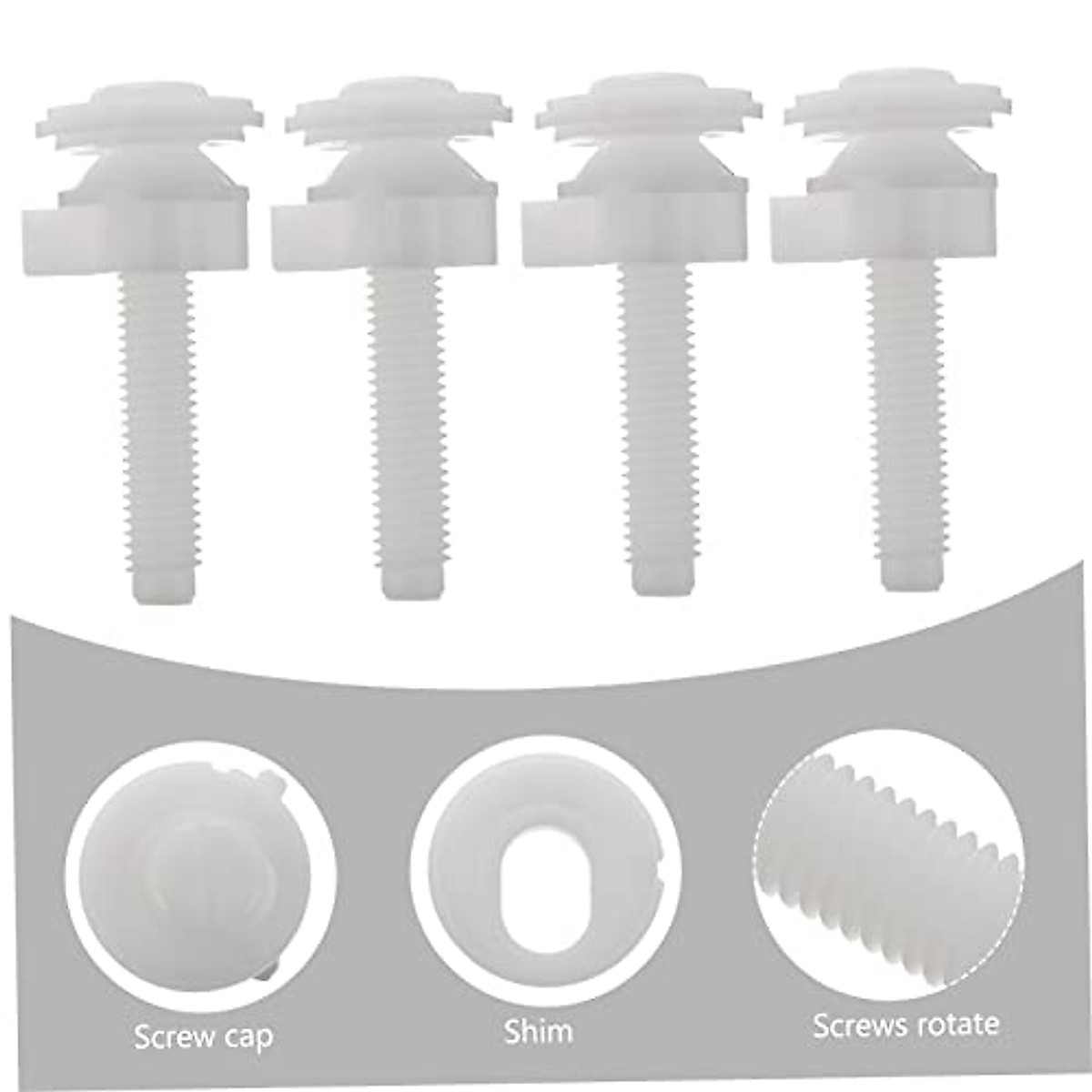 OSALADI Toilet Screws 8 Pcs Toilet Screw Toilet Bowl Seat Toilet Tank Bolts Ground Screw Toilet Hinge Toilet Seat Replacement Screws Plastic White Toilet Seat Cover Screws Water Tank Nut