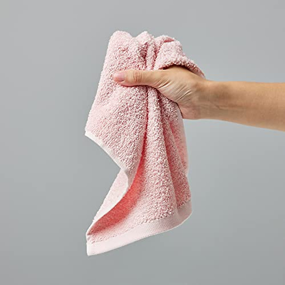 Amazon Basics Fast Drying, Extra Absorbent, Terry Cotton Washcloths - Pack of 24, Petal Pink, 12 x 12-Inch