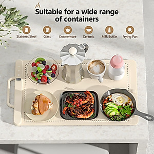 Food Warming Mat, Electric Warming Tray With 6 Level Temperature and 6 Hours Timer, Upgrade High-tech Graphene Heating Film, Fast Full Surface Heating Mat, Roll Up& Hang Food Warmer for Parties Buffet