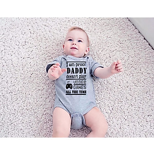 Loveternal I'm Proof Daddy Doesn't Play Video Games All the Time Baby Boys Girls Romper 0-3 Months Infant Clothing Short Sleeve Gray Gender Neutral CottonJumpsuit 0-3 Months Clothes