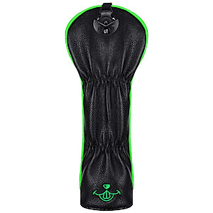 BIG TEETH Golf Head Covers Driver Hybrid Fairway Cover Golf Club Protector Lucky Clover and USA Pattern Black (Driver Cover)