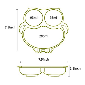 IDVVSSX Silicone Suction Plate for Toddler, Adorable Owl Shape Baby Toddler Plate, Kids Silicone Divided Plate, Baby Plate with Suction, Pink