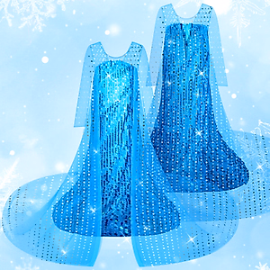 Luucio Frozen Costume for Girls, Princess Costume For Girls, Crown Accessories For Girls 3-10 Years, Halloween Role Play Kit