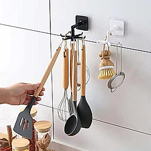 Kitchen Utensil Hanger,360 Degrees Rotated Rack With 6 Hooks, Kitchen Hooks For Organizer Accessories,2 Pack