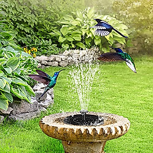Solar Fountain for Bird bath, 2.5W Solar Water Fountain Pump with 6 Nozzles, Solar Panel Kit Water Fountain for Garden, Pond, Pool, Patio, Fish Tank, Outdoor