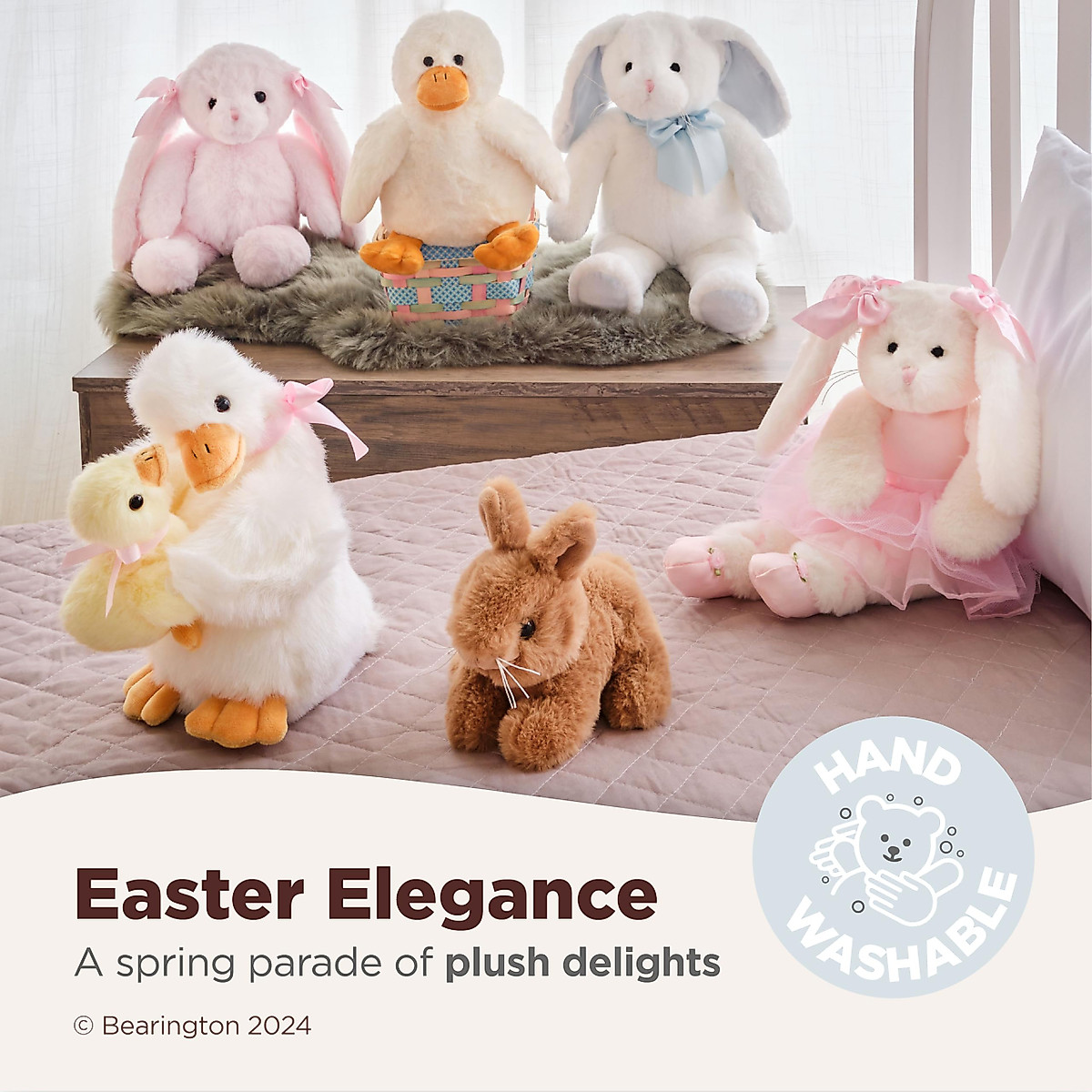 Bearington Baby Cottontail Plush Stuffed Animal Pink Bunny with Rattle, 8 inches