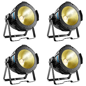 Seven Stars 100W Stage Light Warm White & Cool White, COB Par Light LED Stage Spotlight DMX DJ Lights Par Wash Light Strobe Light for Church, Concert, Photo Studio, Wedding, Live Show (4 Packs)