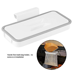Garbage Bag Holder, Trash Bag Rack, Trash Can White No Installation Required Closet Cupboard Accessory for Home Kitchen, Bathroom, Garage, Camping