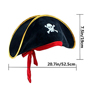 M&G House Halloween Adult and Kid's Party Pirate Hats Caribbean Pirate Hat Cap - 2 Pieces Black