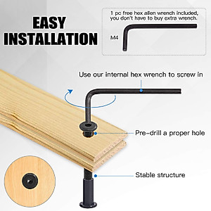 Glarks 141Pcs M6x16/ 20/25/ 30/35/ 40/45/ 50/55/ 60/65/ 70/75/ 80mm Black Hex Drive Socket Cap Bolts Kit, Countsunk Furniture Crib Bolts Nuts Screws for Chair Table Cabinets