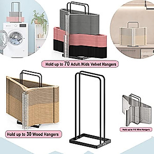 TOFIIGREM Hanger Storage Holder, Hanger Storage Stand Holds up 80 Velvet Hangers for Laundry Room Closet Space Saving, Sturdy Adult Baby Clothes Hanger Holder Rack (Black)