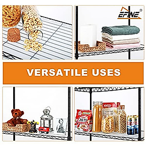 EFINE 2-Pack 4-Shelf Shelving Unit, Adjustable, Heavy Duty Carbon Steel Wire Shelves, 150lbs Loading Capacity Per Shelf, Shelving Units and Storage for Kitchen and Garage (30Wx14Dx47H)Black,S200-4X2