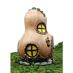 Ebros Gift Enchanted Fairy Garden Miniature Halloween Gourd Cottage House Figurine 6.25" H Do It Yourself Ideas for Your Home