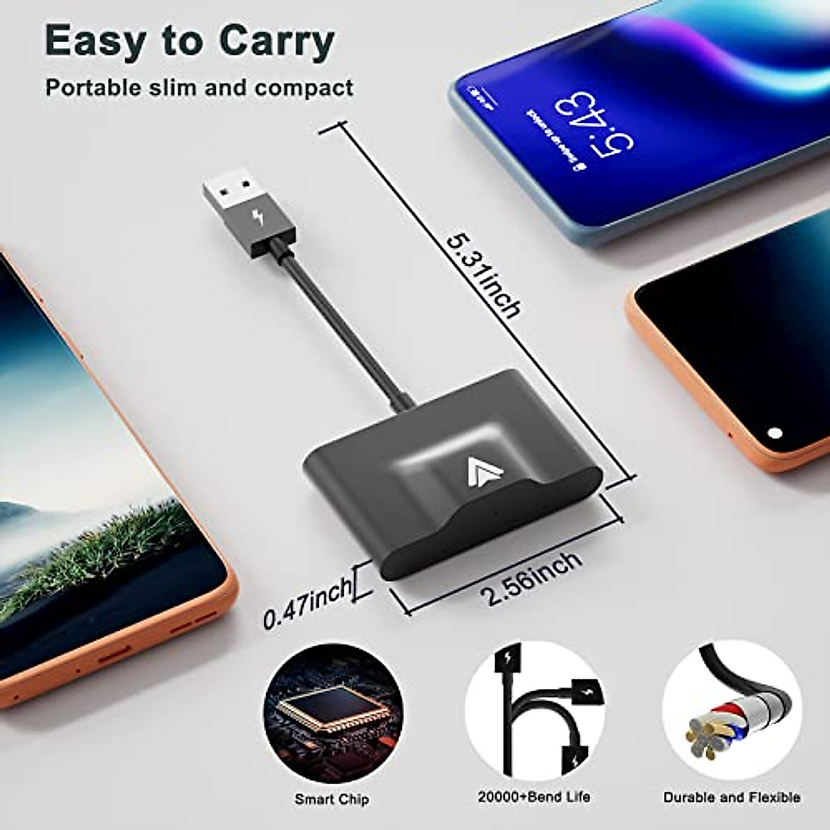 Android Auto Wireless Adapter,Wireless Android Auto Adapter,Wireless Android Auto,Easy Setup AA Wireless Android Auto Dongle for Android Phones Converts Wired Android Auto to Wireless.