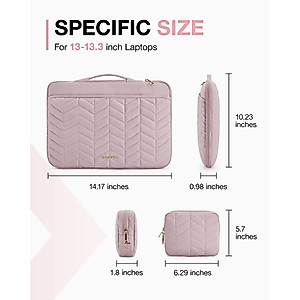 BAGSMART 13-14 inch Laptop Sleeve with Handle, Puffy Padded Laptop Case Fitted with MacBook Air Pro 13.3-14 inch, Dell, HP