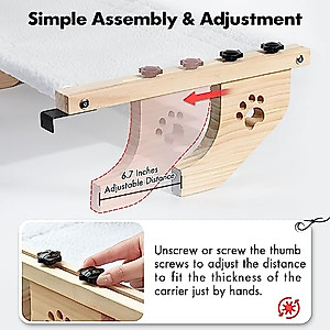 AMOSIJOY Cat Sill Window Perch Sturdy Cat Hammock Window Seat with Wood & Metal Frame for Large Cats, Easy to Adjust Cat Bed for Windowsill, Bedside, Drawer and Cabinet (21.7''-White Plush)